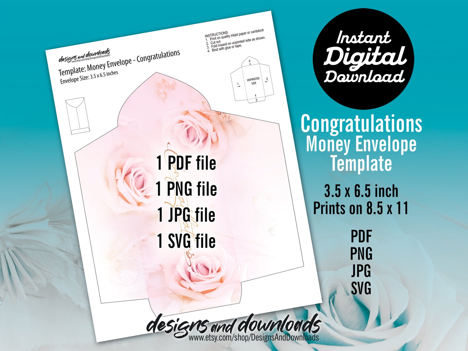 Printable Congratulations Money Envelope Template - Etsy