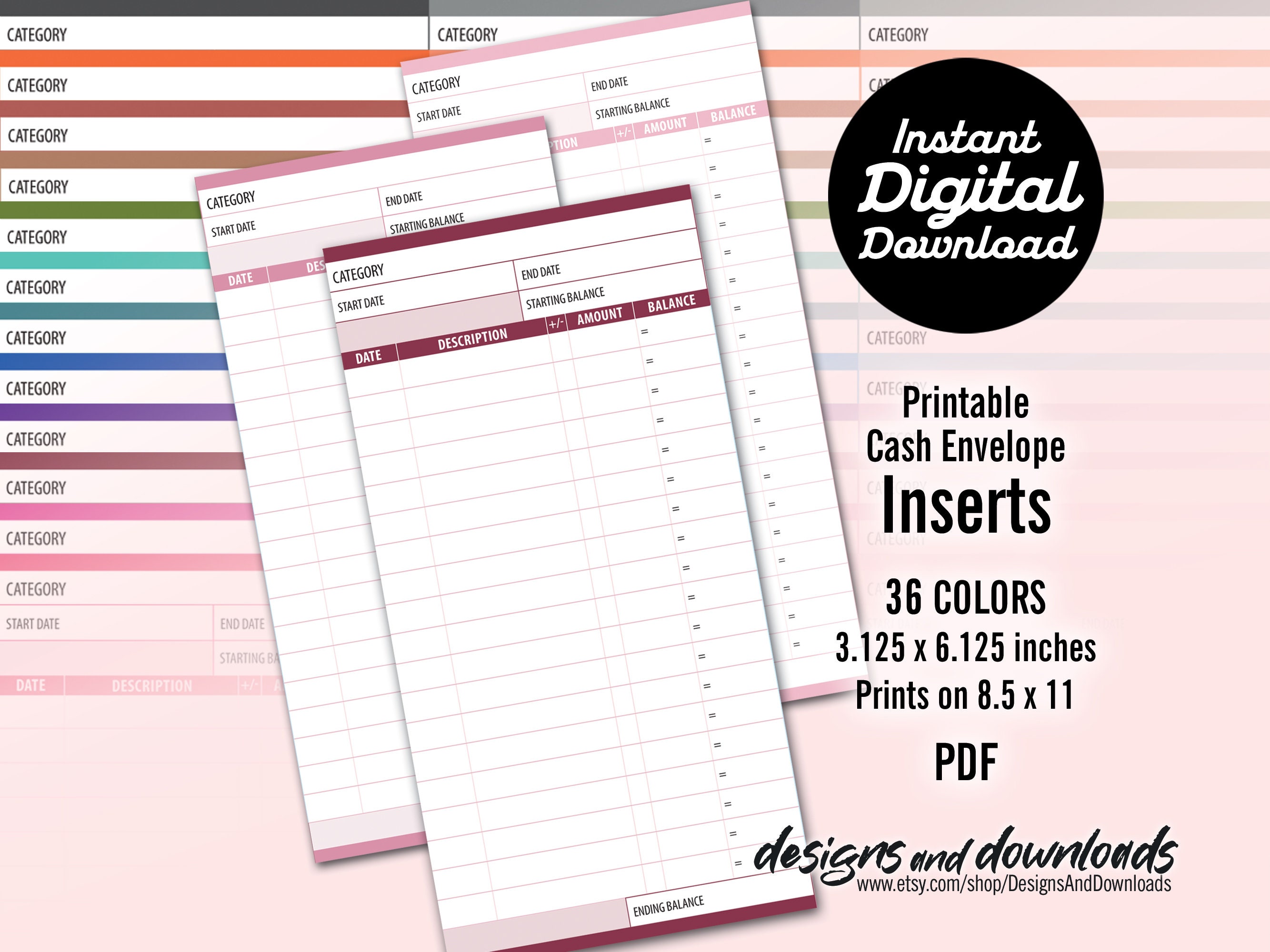 Printable Cash Envelope INSERTS With Tracker - Etsy