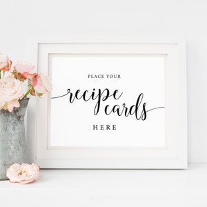 Recipe Cards Sign,bridal Shower Recipe, Recipe Card Sign, Drop Your ...