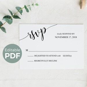 Wedding RSVP Cards Template, Printable Rsvp Cards Rustic, Editable ...