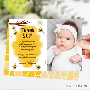 Bee Thank You Cards Bumble Bee Birthday Thank You Note Bee Day Party ...