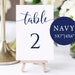 Navy Table Numbers Printable, Table Numbers Wedding Table Numbers ...