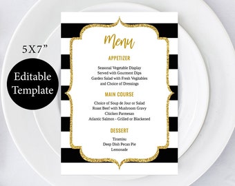 5x7 Menu Template - Etsy