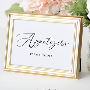 Appetizer Sign, Reception Sign, Dinner Menu Sign, Buffet Table Sign ...