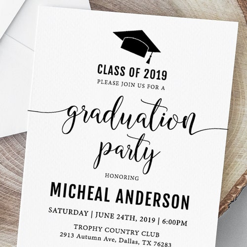 Graduation Party Invitation Template Grad Party Invites Male - Etsy