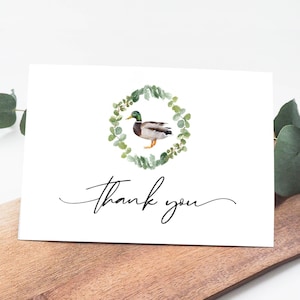 Mallard Duck Thank You Card Template, Duck Baby Shower Thank You Cards ...