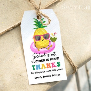 Summer Teacher Appreciation Gift Tag Printable, Summer Thank You Tag ...