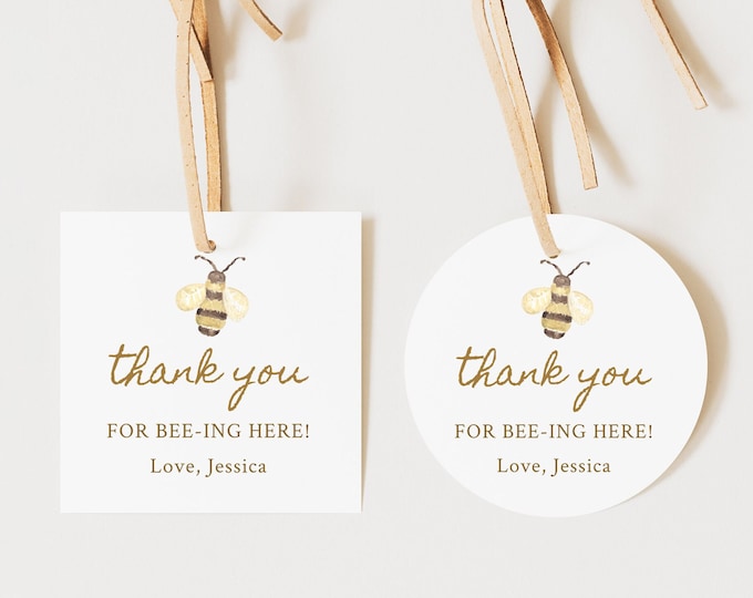 Bee Merry & Bright Honey Editable Gift Tags Favor Gift Tag - Etsy