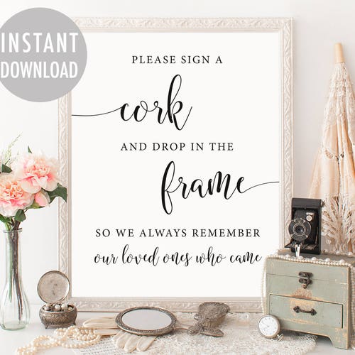 Wine Cork Wedding Guest Book Printable Wedding Cork Sign - Etsy