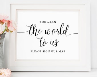 Printable please Sign Our Map Wedding Guestbook - Etsy