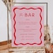 Pink and Red Bar Menu Template Retro Wedding Drink Sign Wavy - Etsy