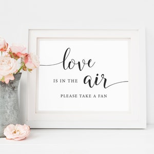 Please Take A Fan Sign, Love is in the Air Sign, Rustic Wedding Sign ...