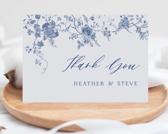 Blue Floral Folded Thank You Cards Something Before i Do Bridal Shower ...