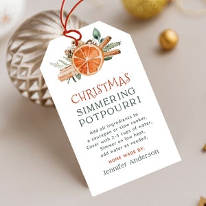 Holiday Simmering Potpourri Gift Tag Printable , Christmas Favor Tags ...
