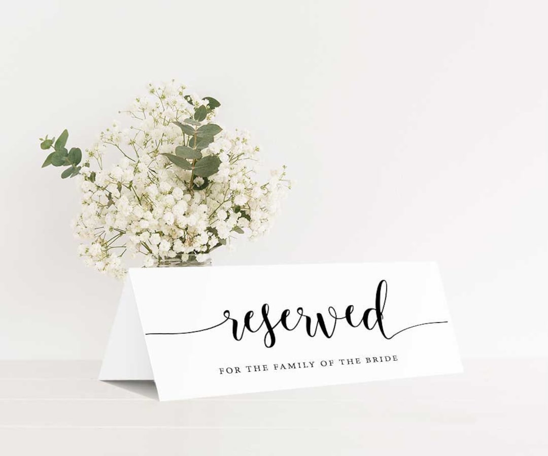 Wedding Reserved Sign Template, Rustic Wedding Signs, Printable ...