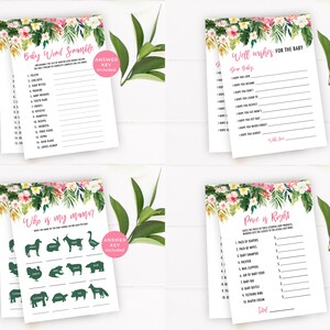 Tropical Baby Shower Games Bundle, Baby Shower Activities, Greenery ...