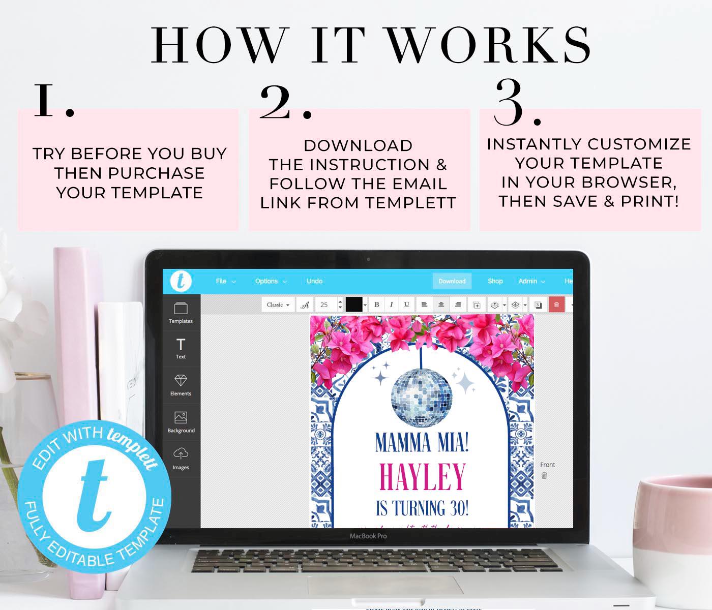 Editable Mamma Mia Birthday Party Bunting Template, Dancing Queen ...