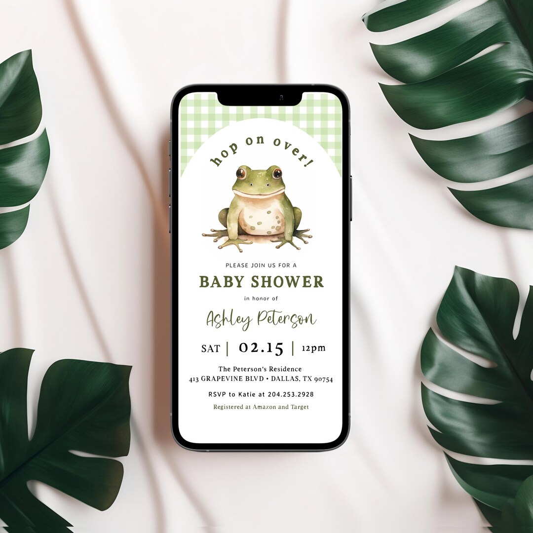 Frog Baby Shower Invitation Evite, Hop on Over, Spring Baby Shower ...