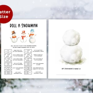 Roll a Snowman Game Printable, Instant Download, Fun Family Christmas ...