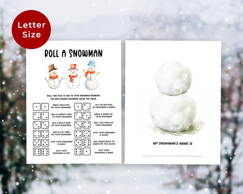 Roll a Snowman Game Printable, Instant Download, Fun Family Christmas ...