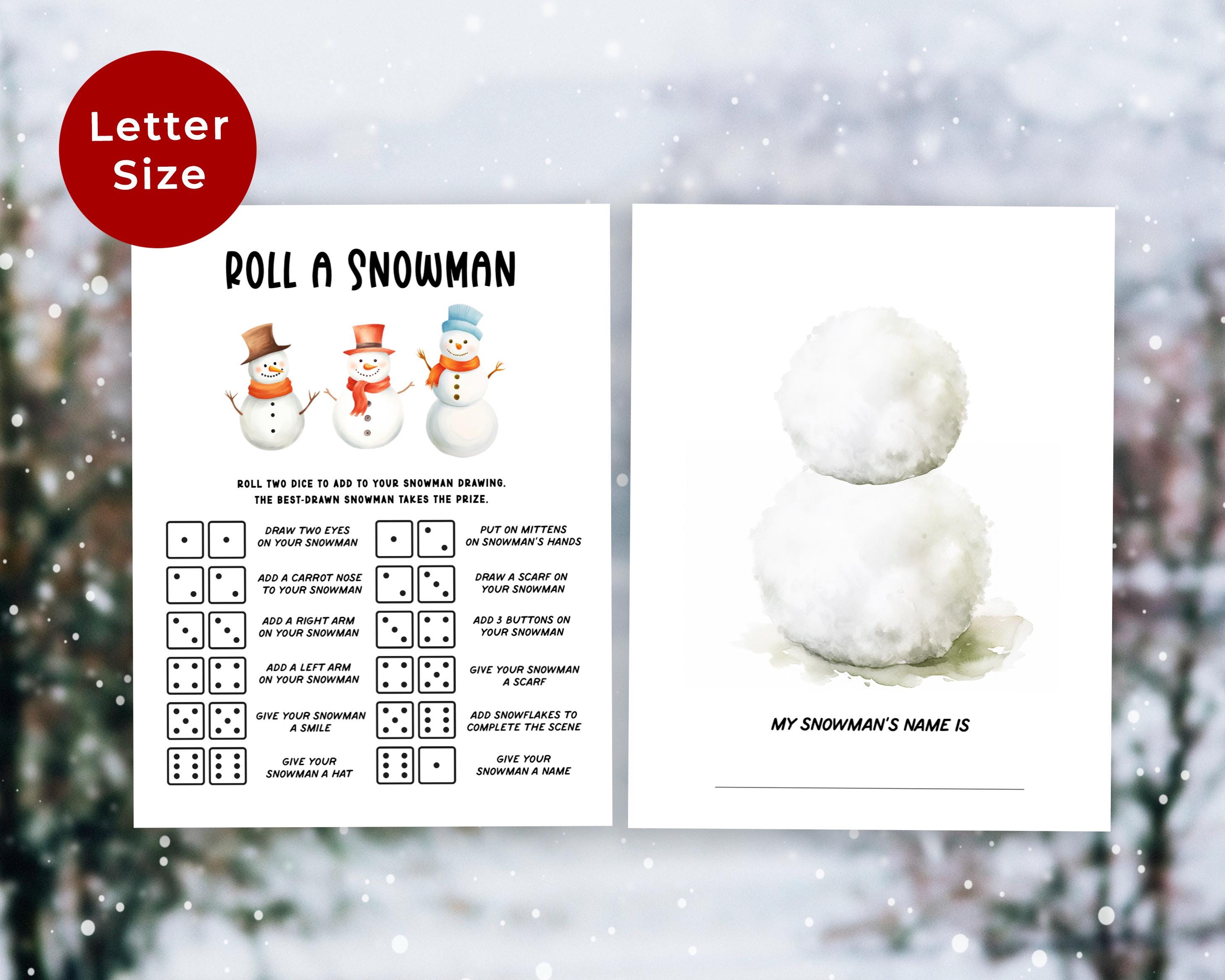 Roll a Snowman Game Printable, Instant Download, Fun Family Christmas ...