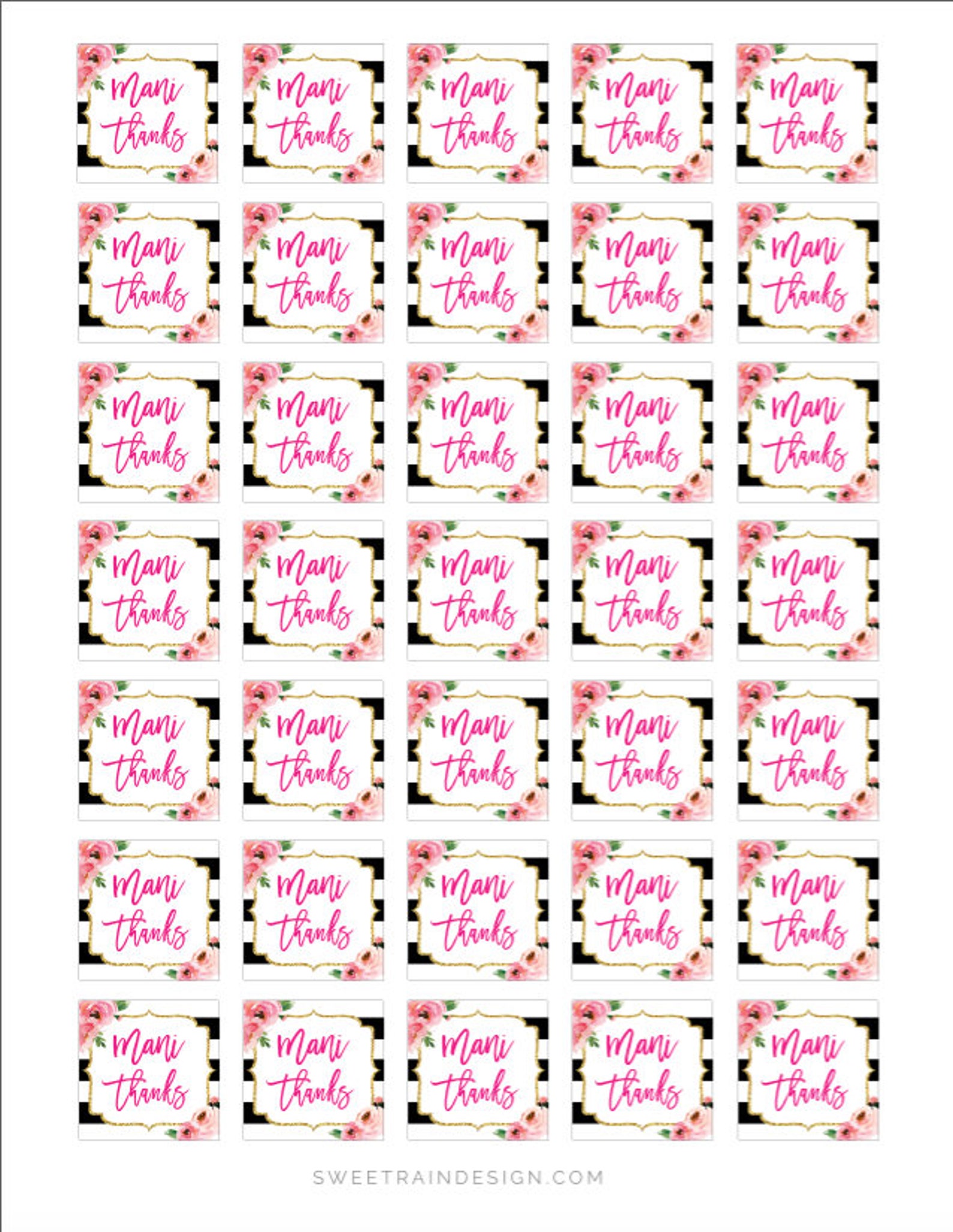 Printable Mani Thanks Tags, Kate Shower Nail Polish Favor Tags, DIY ...
