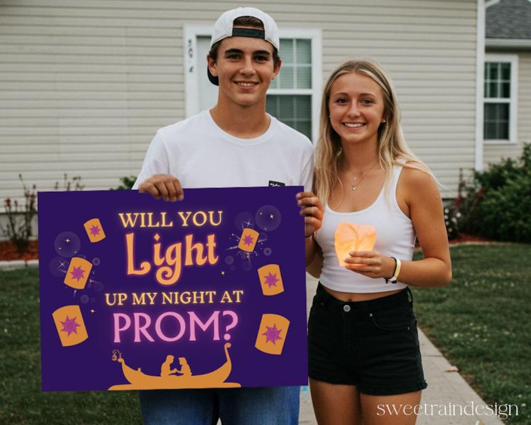 Tangled Prom Proposal Sign, Will You Light up My Night at PROM Poster ...