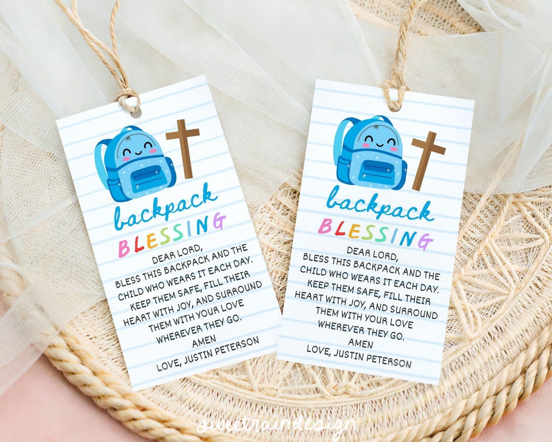 Backpack Blessing Tag Template, Canva, Editable Back to School Prayer ...