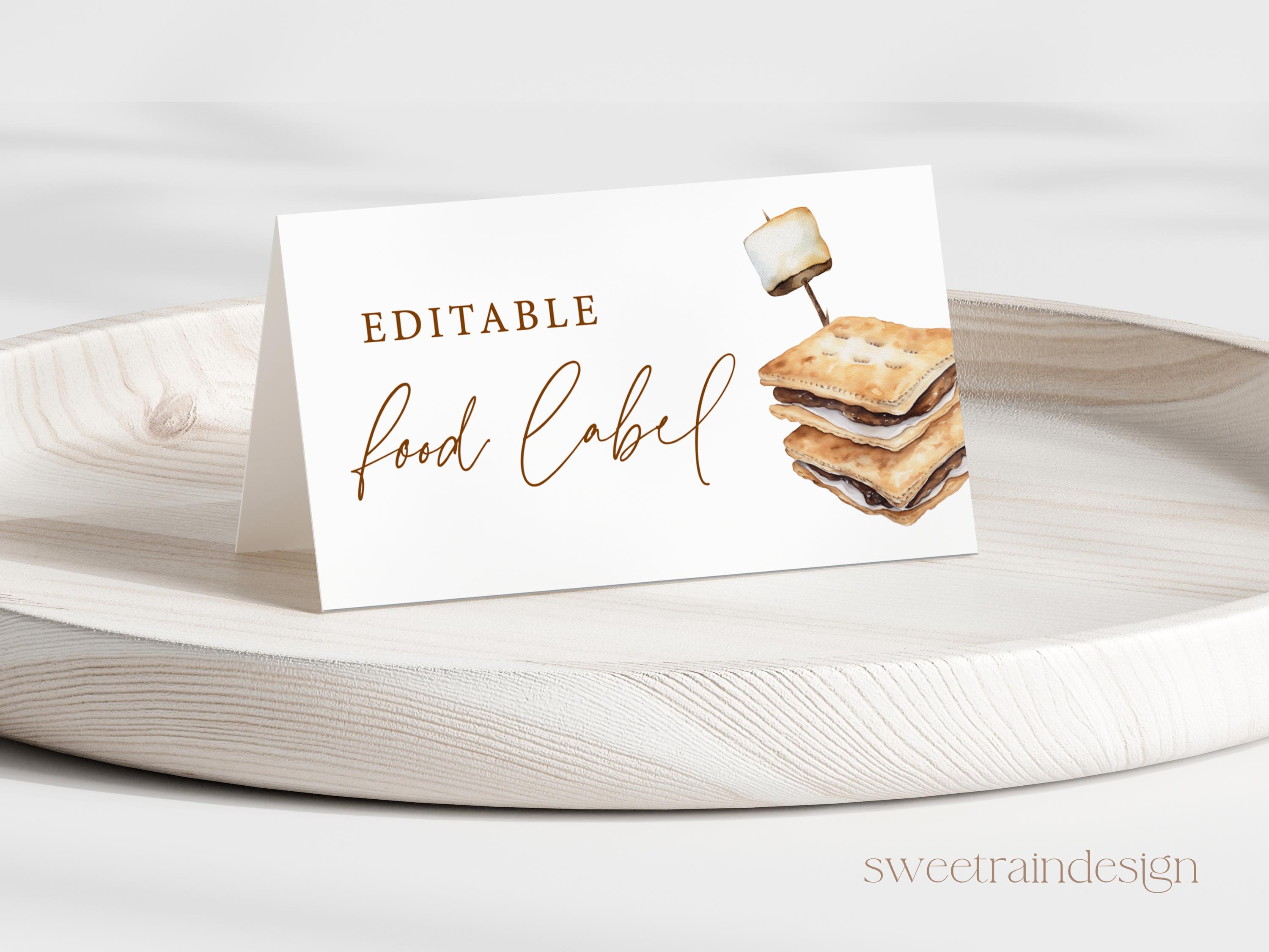 S'more Food Tent Template, Smore Bar Menu, Smore Station, S'more Baby ...