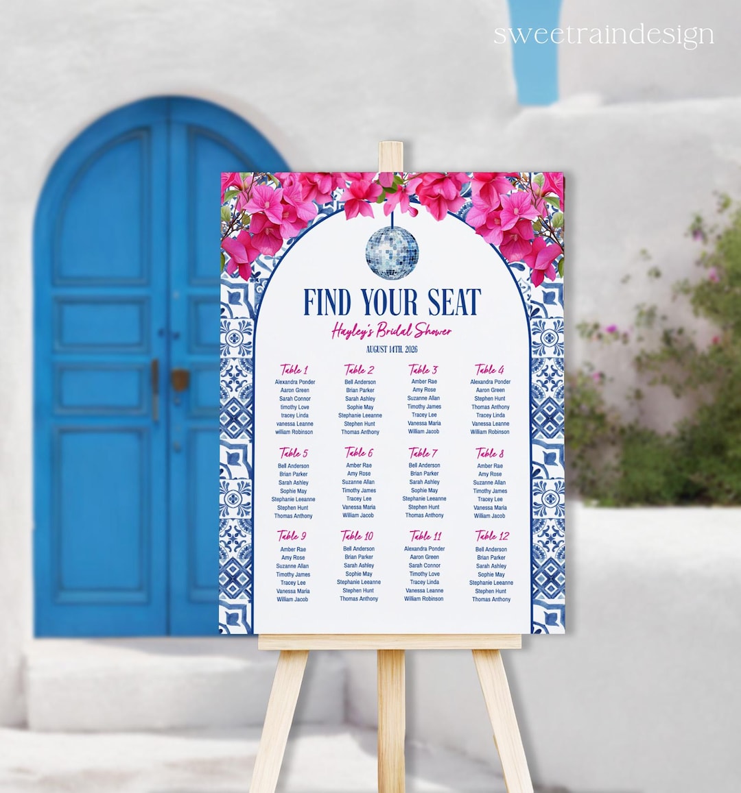 Mamma Mia Themed Seating Chart Template, Dancing Queen Bridal Shower ...