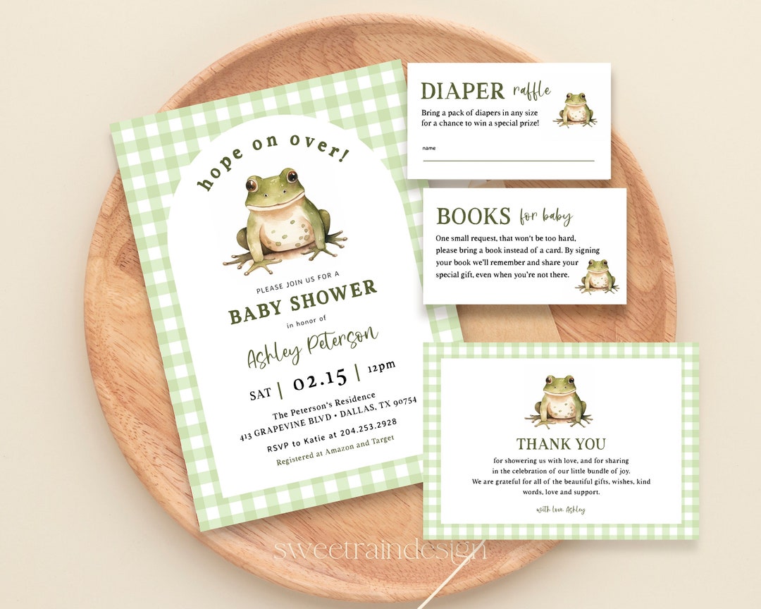 Frog Baby Shower Invitation Template, Hop on Over Invitation, Boy Baby ...