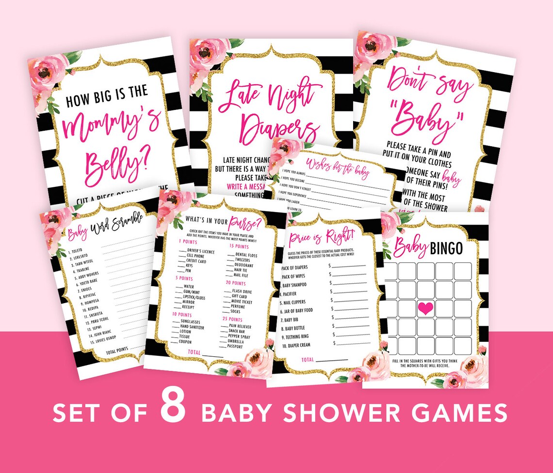 Kate Baby Shower Games Package Girl Printable, Floral Baby Shower ...