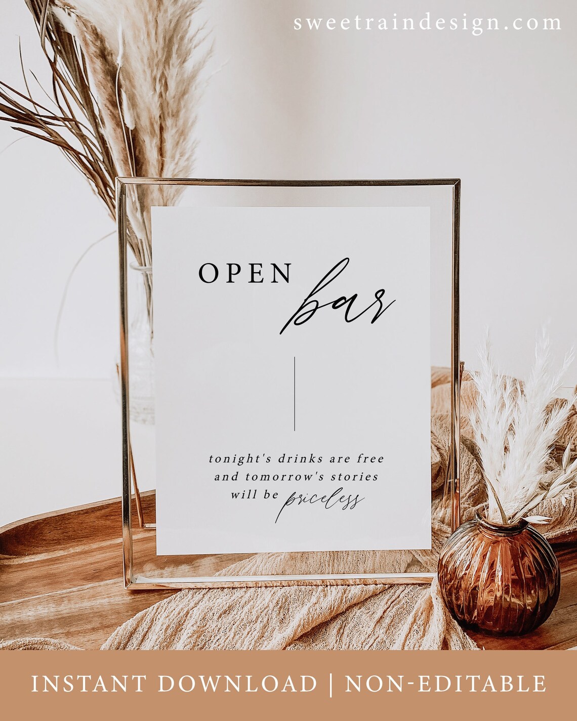 Wedding Open Bar Sign, Wedding Bar Sign, Tonight's Drinks Are Free, Bar ...