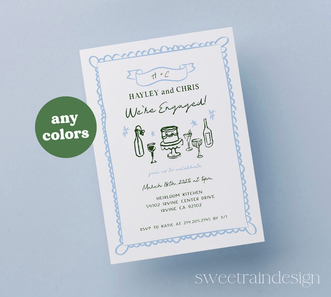Quirky Engagement Party Invitation, Engagement Dinner Invite Templates ...