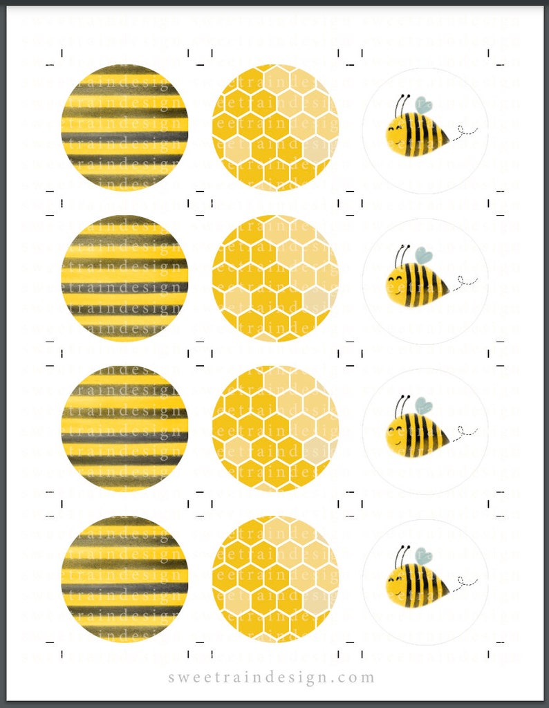 Bee Cupcake Toppers Printable Cupcake Toppers Happy Bee Day | Etsy
