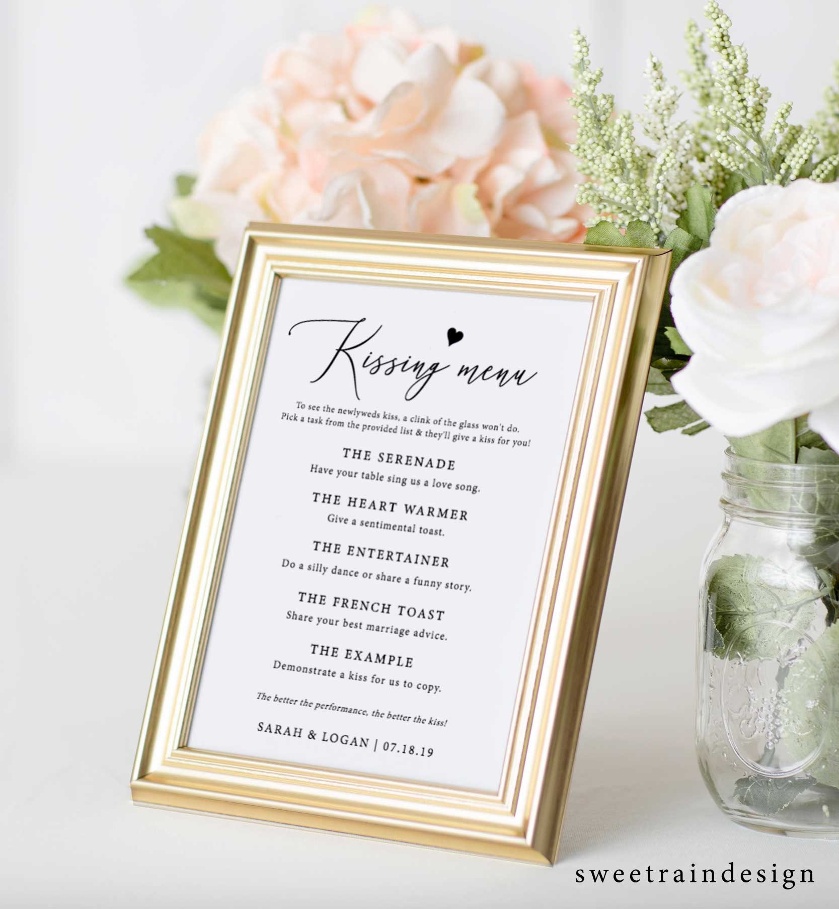 Wedding Kissing Menu Sign Kissing Menu for Wedding Kissing - Etsy