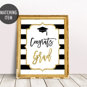 Graduation Party Printable, One Smart Cookie Bar, Black and Gold Grad ...