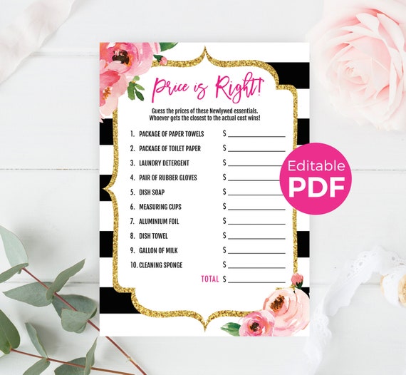 Bachelorette Party Game Bridal Shower Games Editable Floral Bridal ...