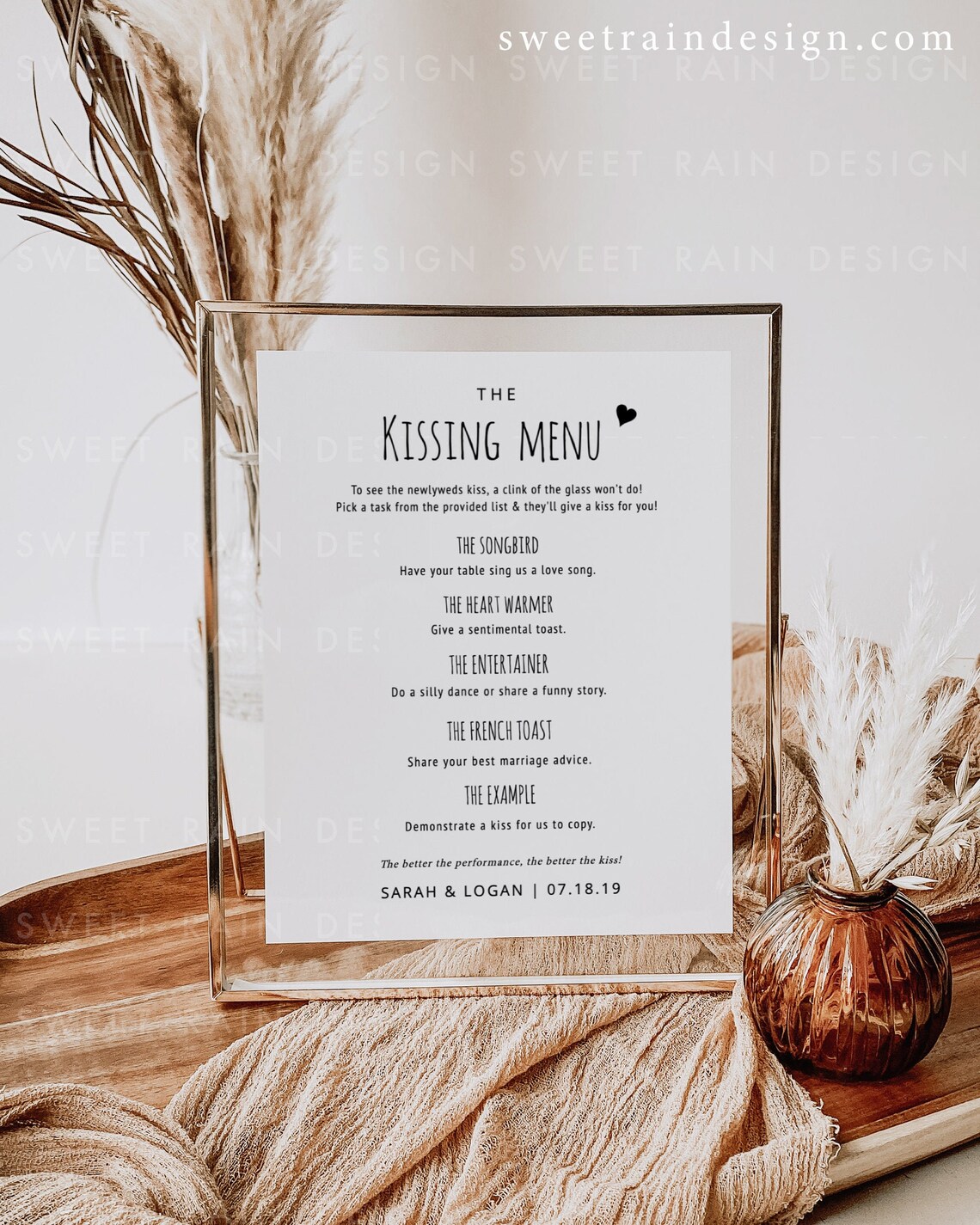 Kissing Menu Printable Wedding Kissing Menu Template Kissing - Etsy