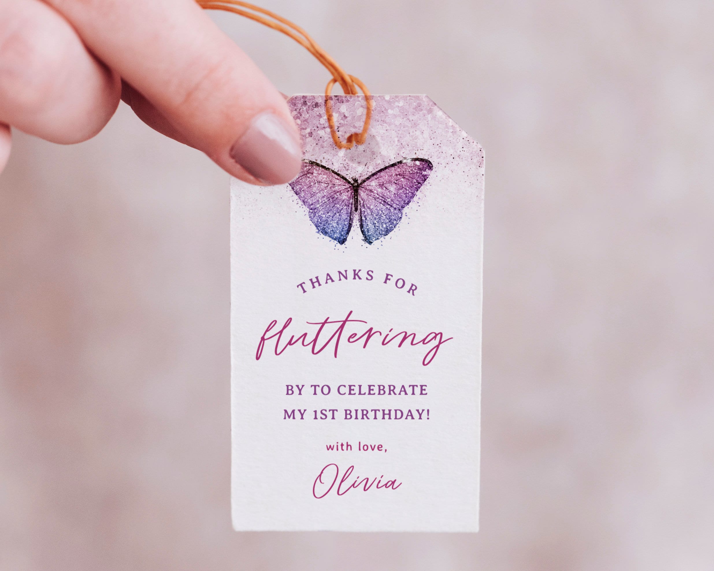 Butterfly Birthday Thank You Tags Template Thanks for - Etsy