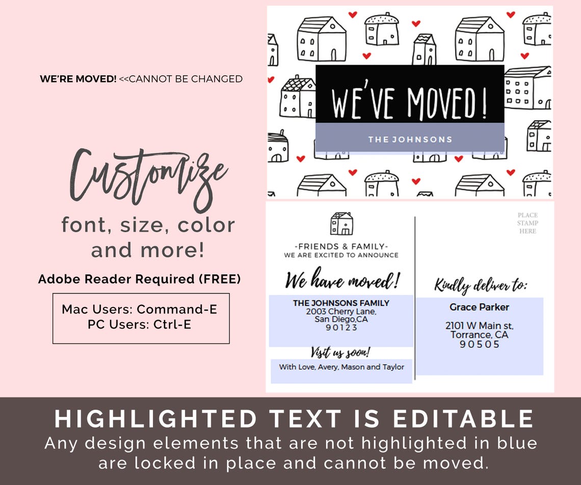 We've Moved Postcards Template Moving Announcement We - Etsy