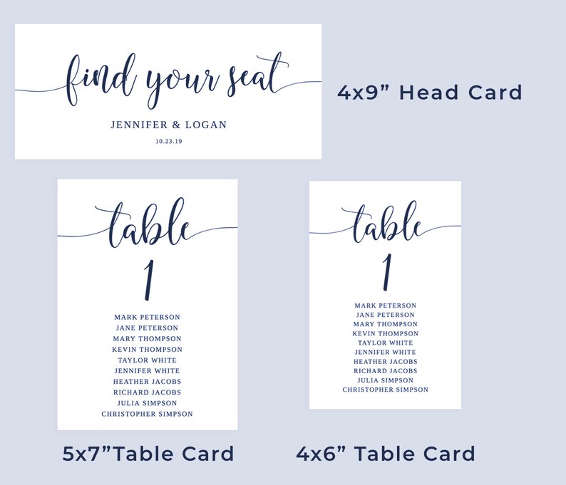 Navy Seating Chart Printable Seating Template Find Your Seat - Etsy