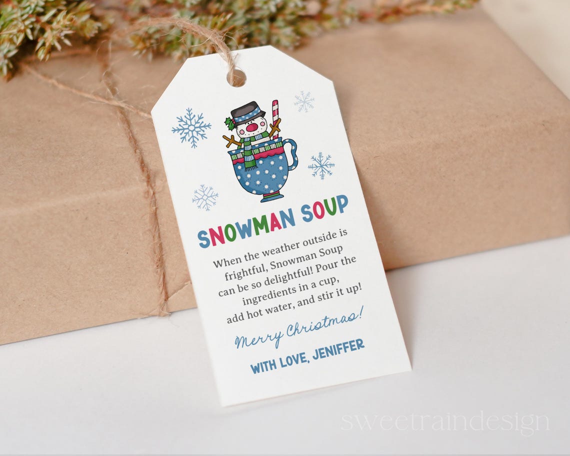 Snowman Soup Tag Printable, Snowman Soup Recipe, Christmas Treat Tag ...