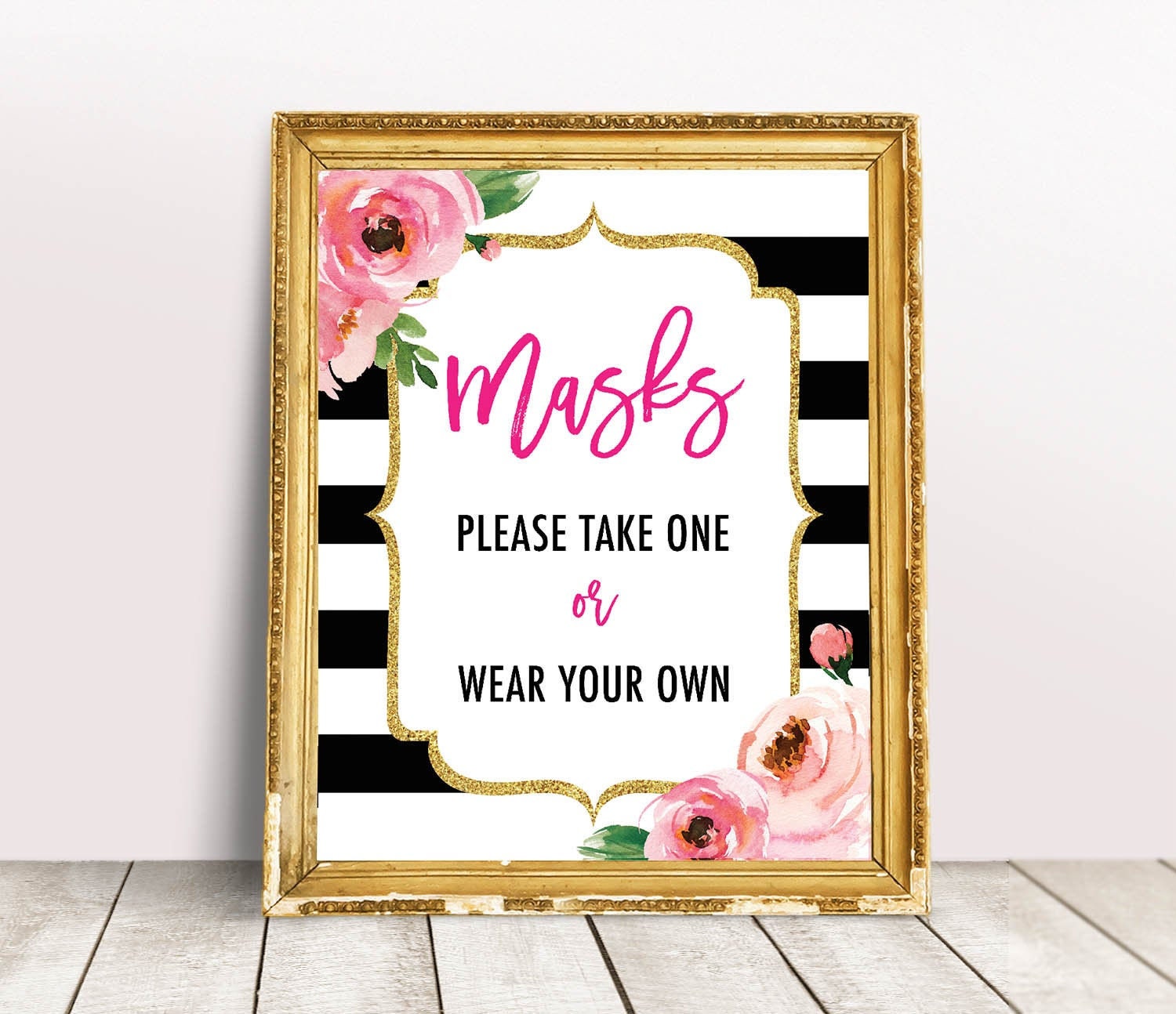 Please Take A Mask Sign Wear A Mask Bridal Shower Signs | Etsy