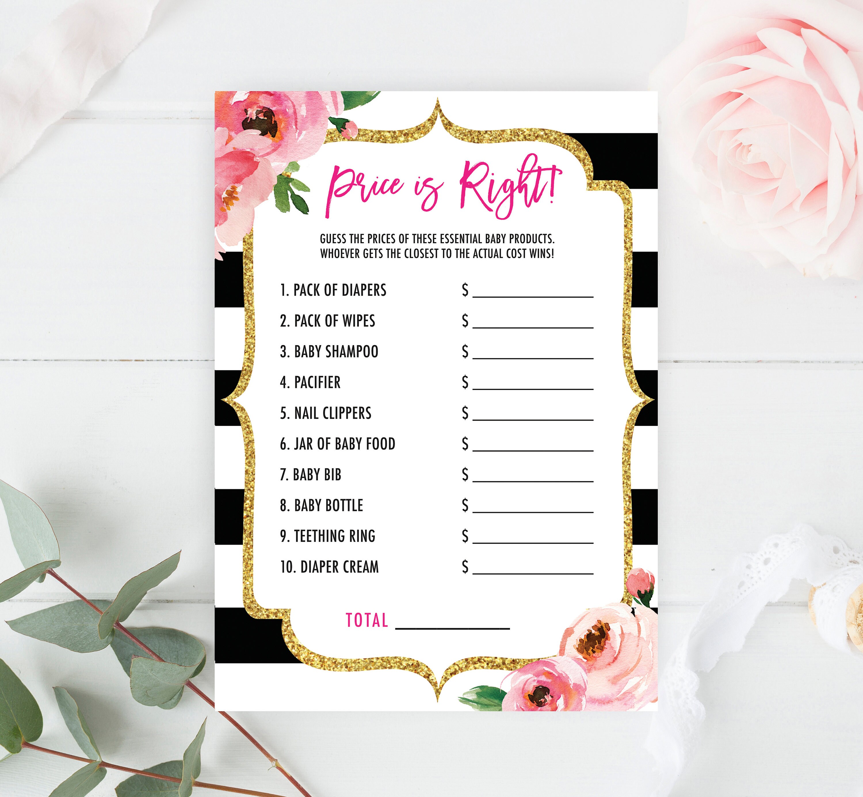 Kate Baby Shower Games Package Girl Printable, Floral Baby Shower ...