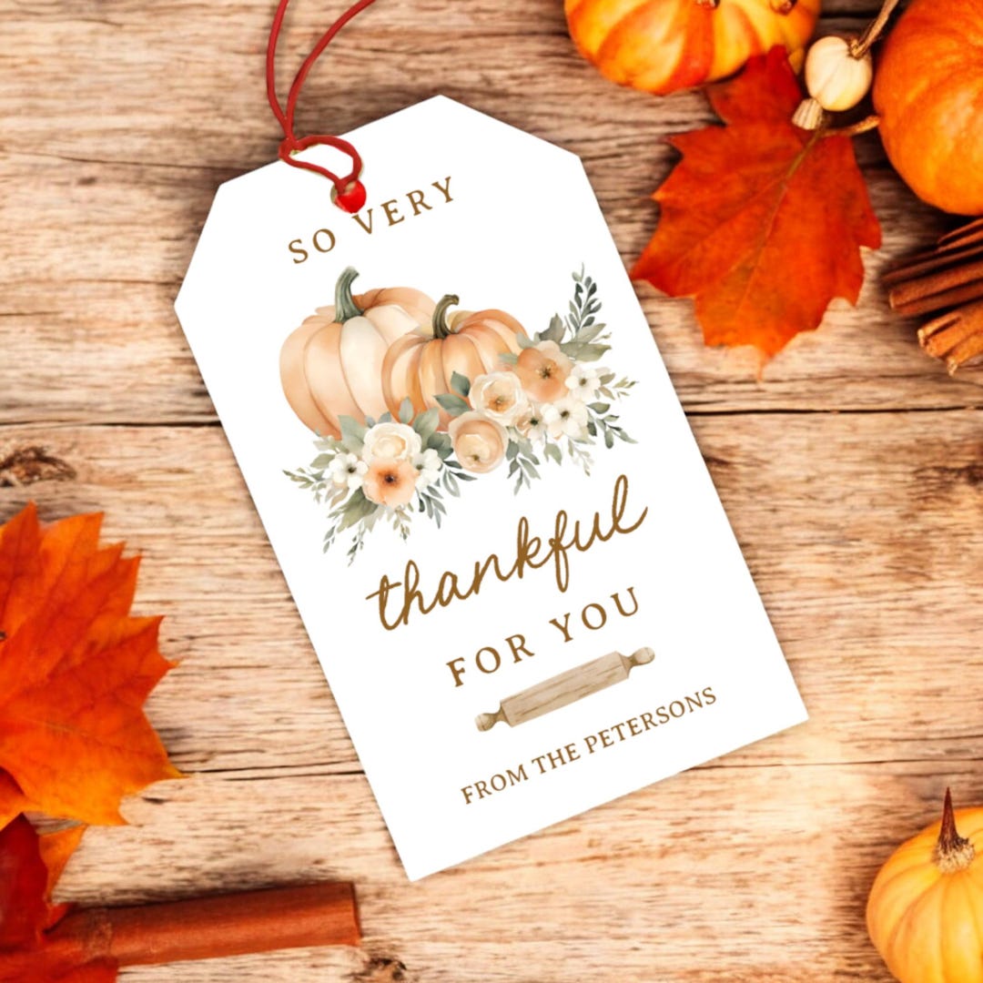 Fall Thankful Gift Tag Printable, Friendsgiving Tag, Thanksgiving Favor ...