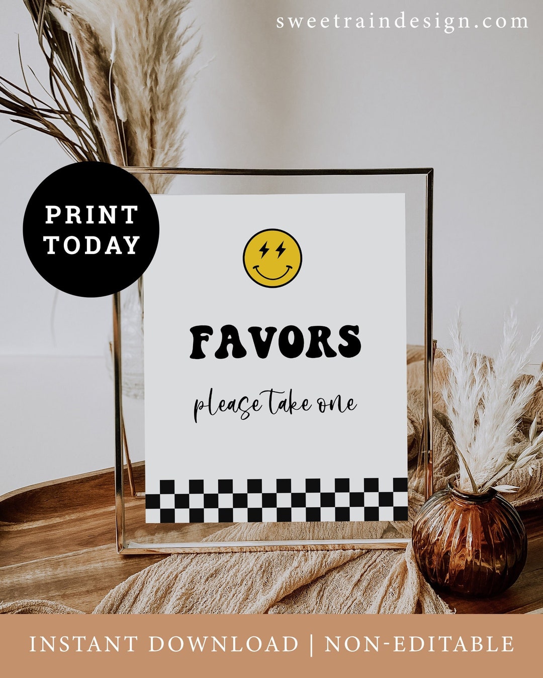 One Happy Dude Favors Sign, Printable, Please Take One Sign, Birthday ...