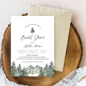 Forest Bridal Shower Invitation Template, Mountain Bridal Shower ...