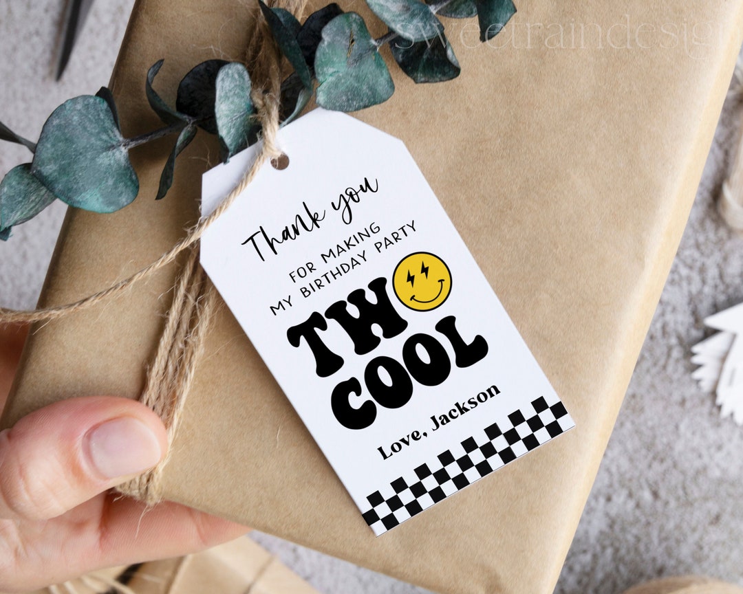 Two Cool Birthday Thank You Tags Template, Two Cool Favor Tags, Boy 2nd ...