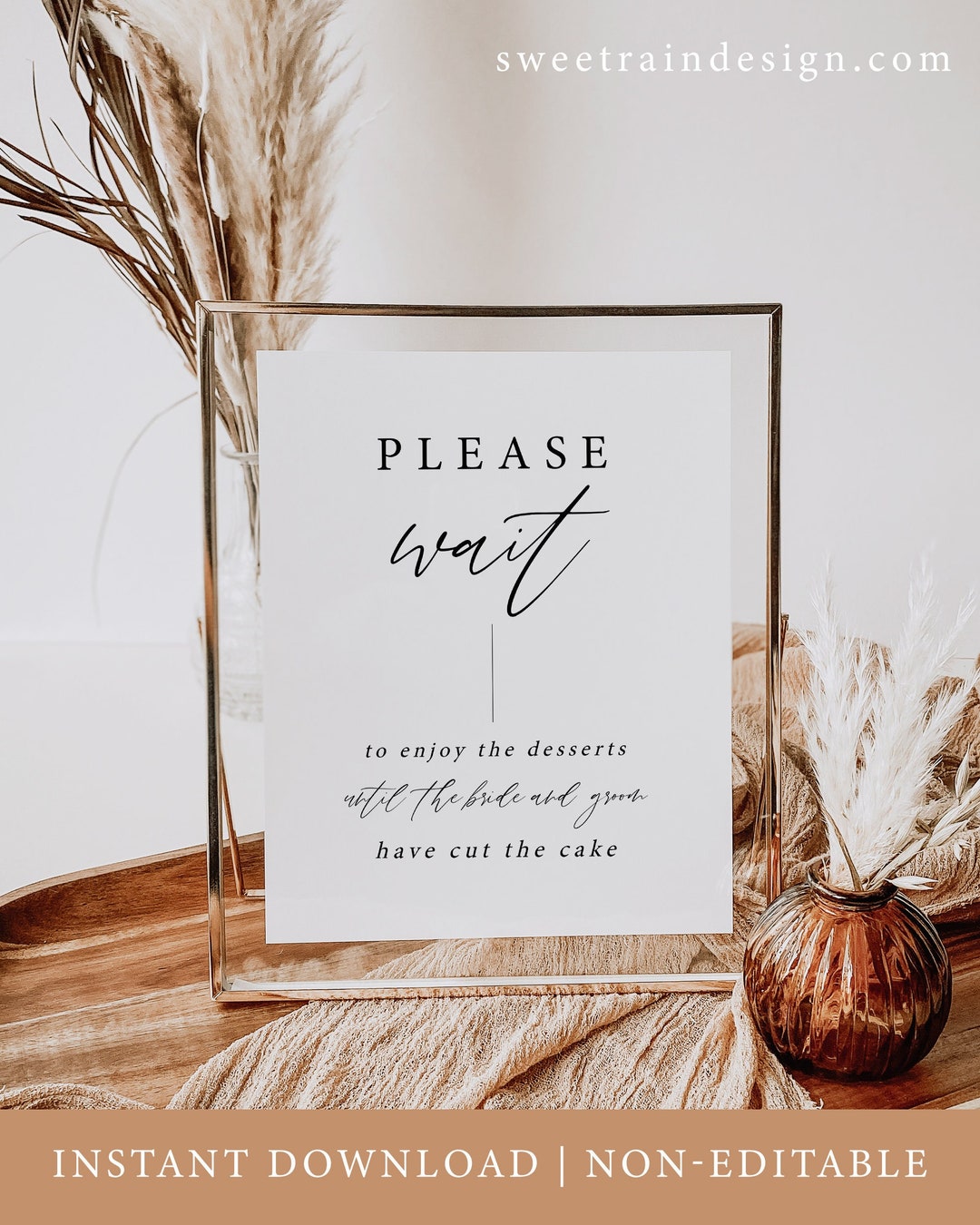 Wedding Cake Table Sign Printable, Dessert Table Sign, Please Wait ...